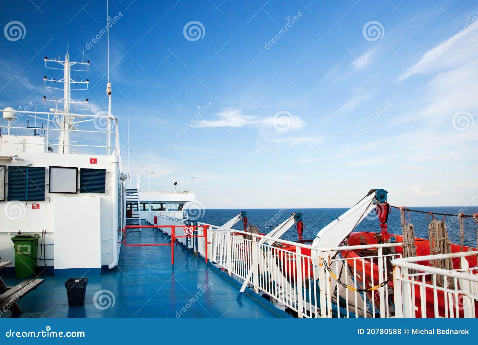 Ship Deck View, Ocean in a Sunny Day Stock Photo - Image of transporter ...