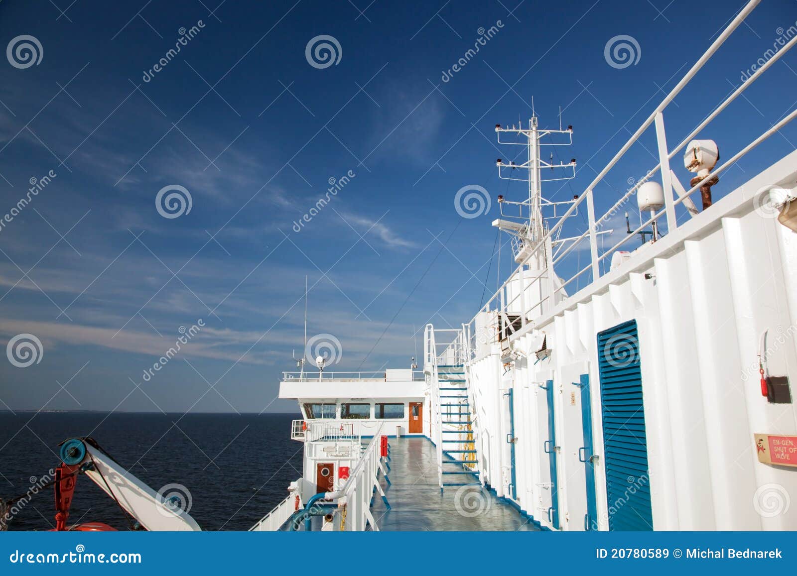 Ship Deck View, Ocean in a Sunny Day Stock Image - Image of cargo ...