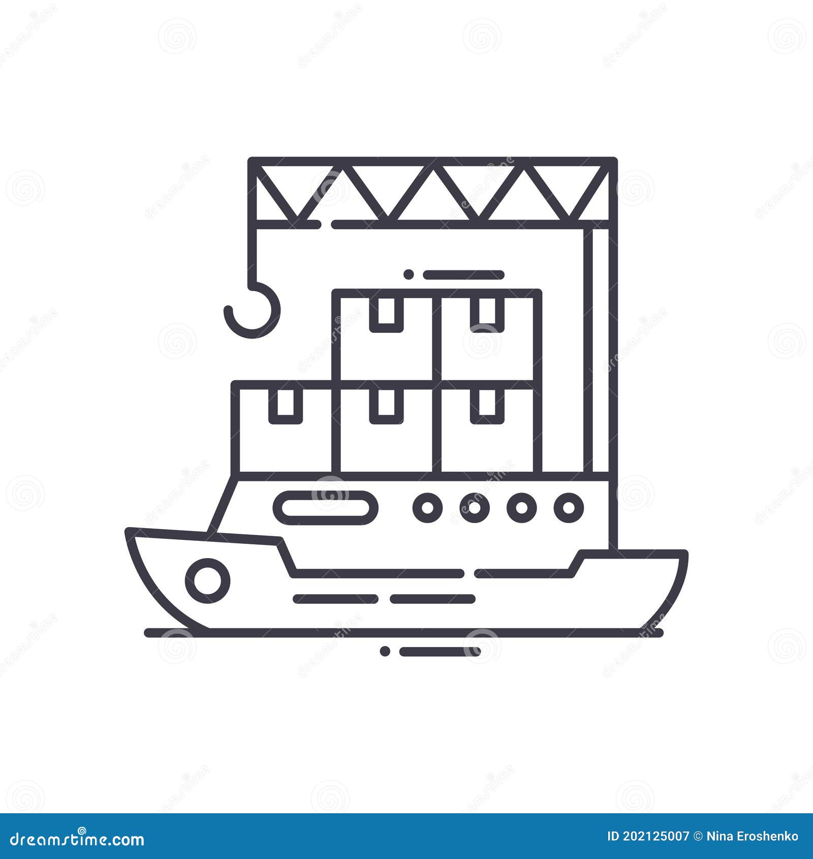 Ship Delivery Icon, Linear Isolated Illustration, Thin Line Vector, Web ...