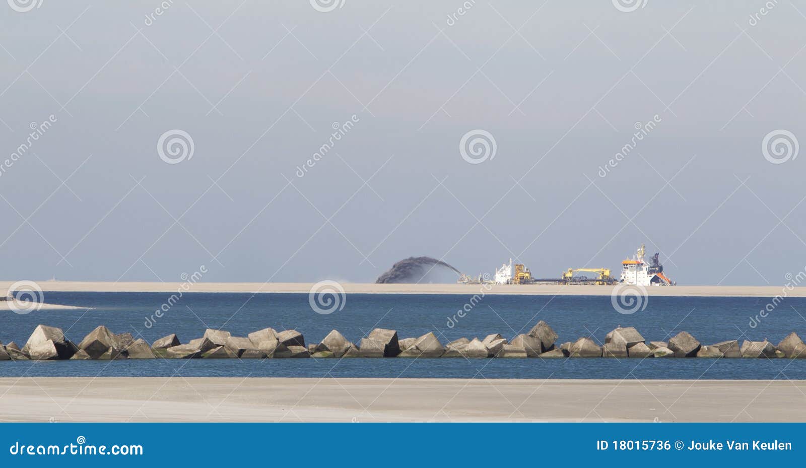 Ship is digging sand stock photo. Image of machine, coastline - 18015736
