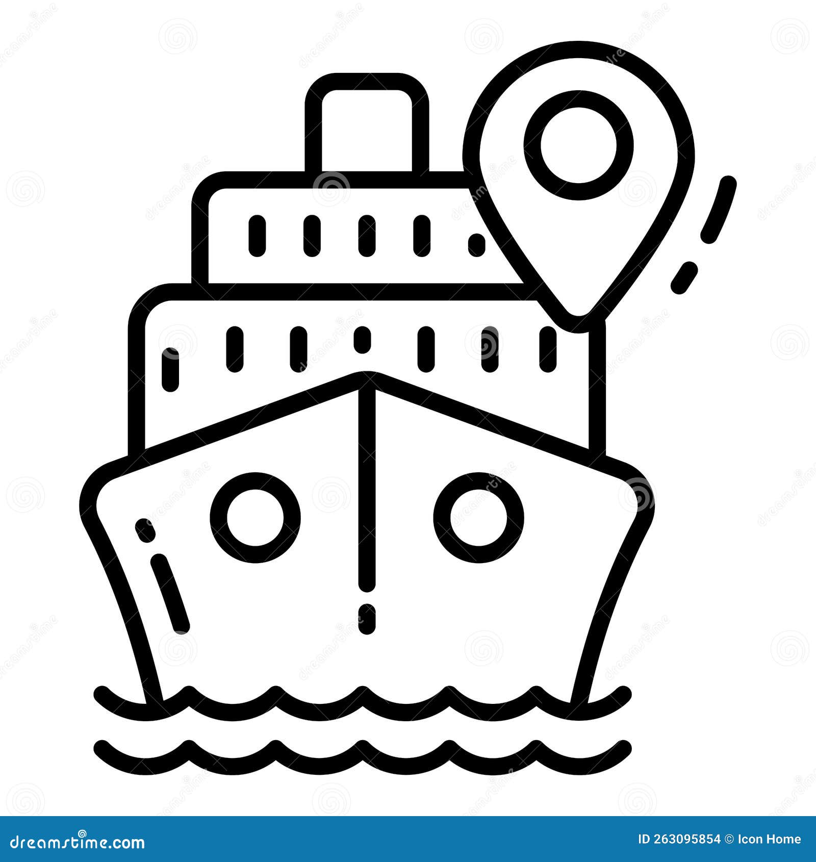 Ship Direction Icon Related Map Location and Navigation Line Icon ...