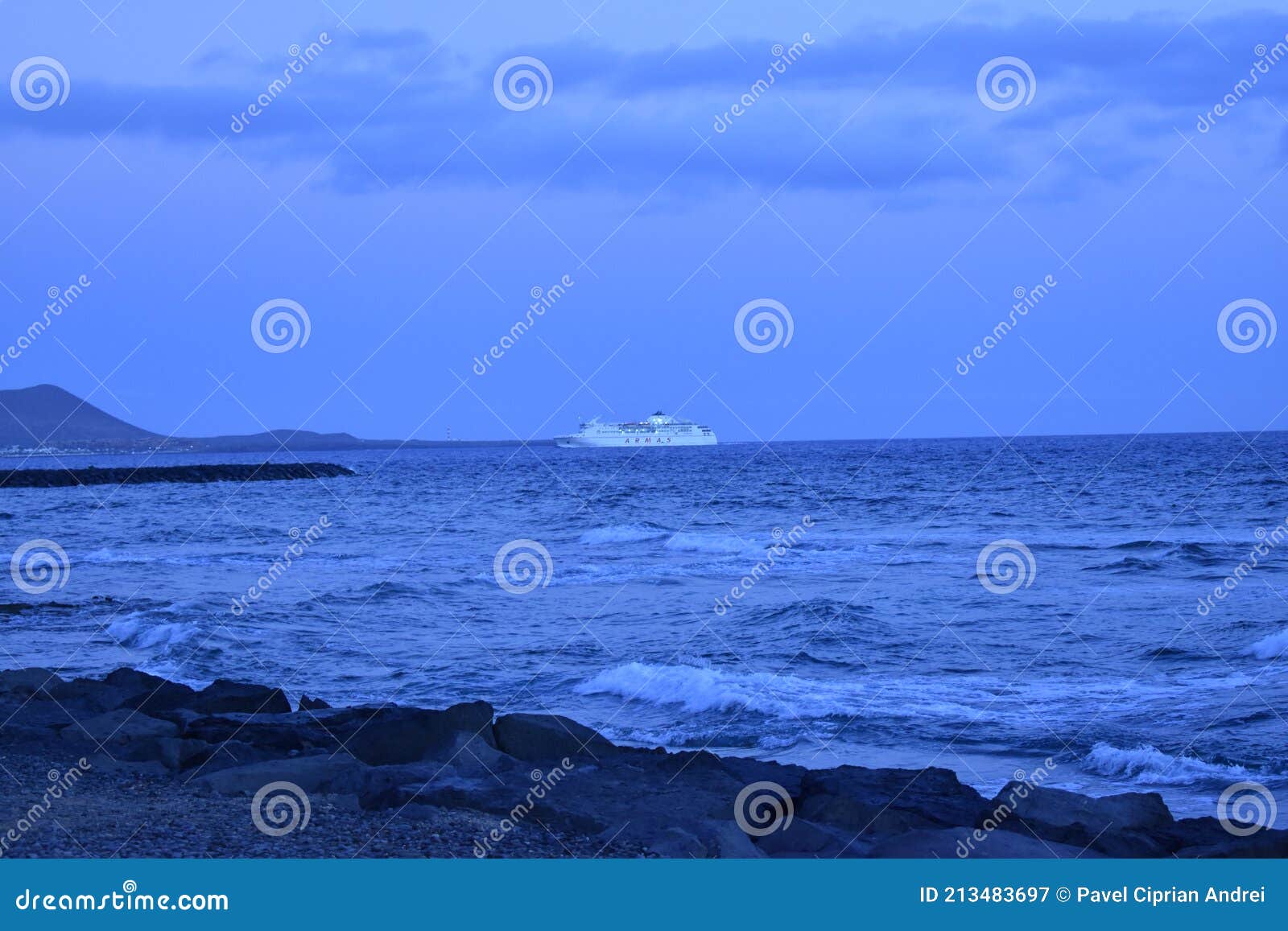 Ship in the Distance on the Ocean Editorial Photography - Image of ...