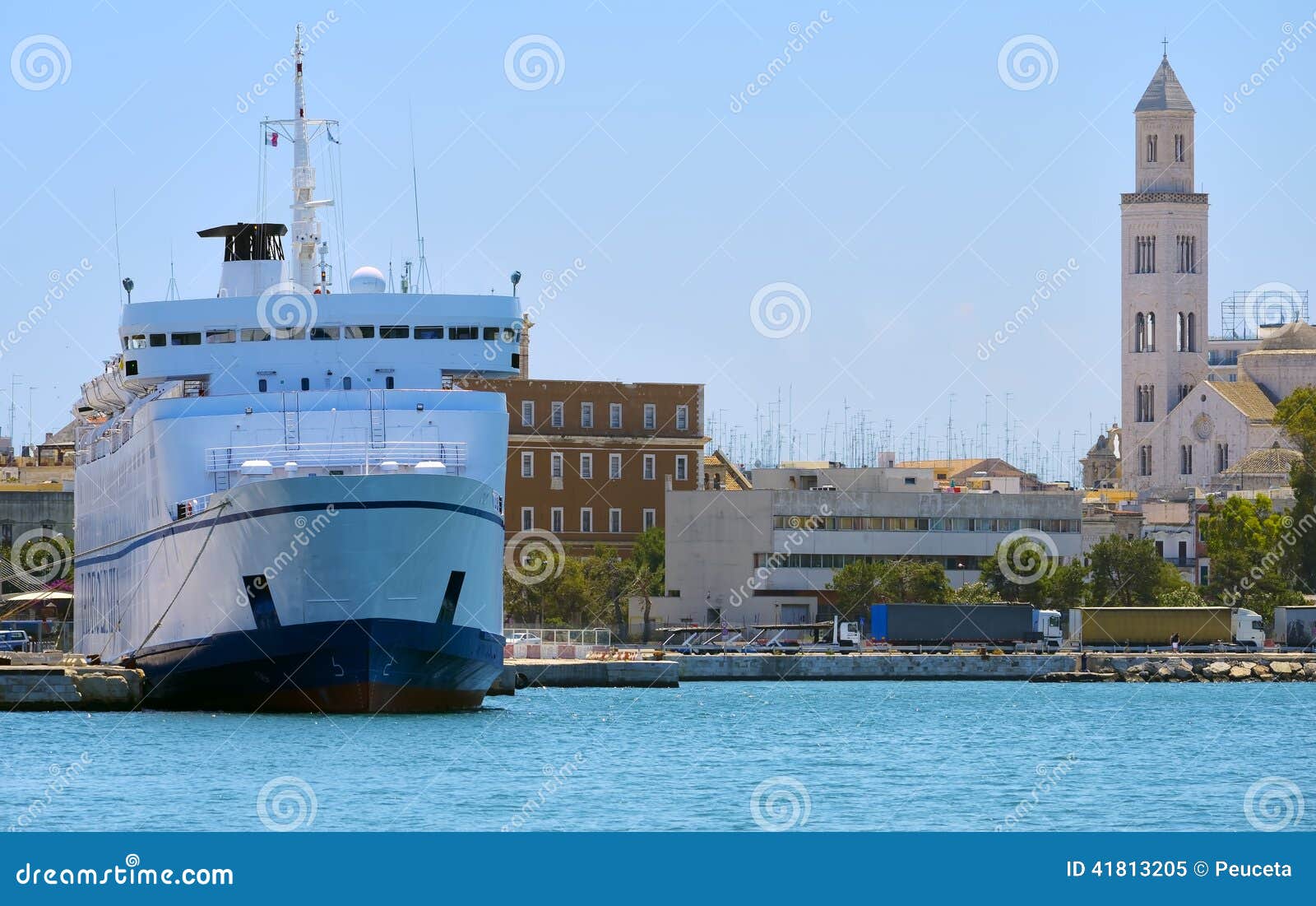 Ship Docked in the Port of Bari, Stock Image - Image of city, tourist ...
