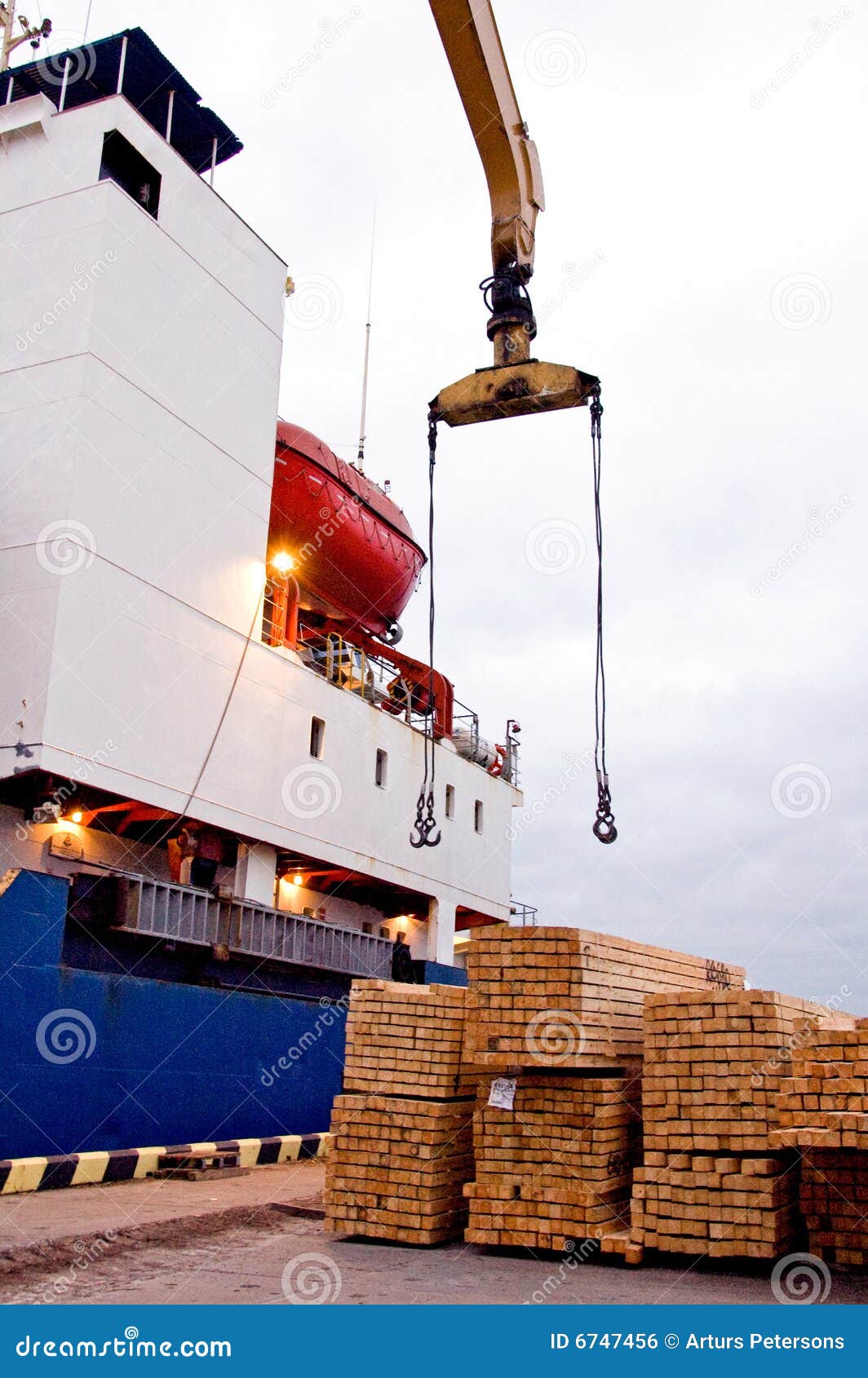 Ship at Docks Waiting for Timber Cargo Stock Photo - Image of pine ...