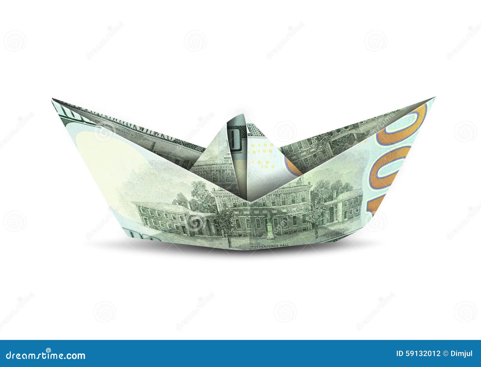 Ship from Dollar Money Isolated on White, Business Concept Stock Photo ...