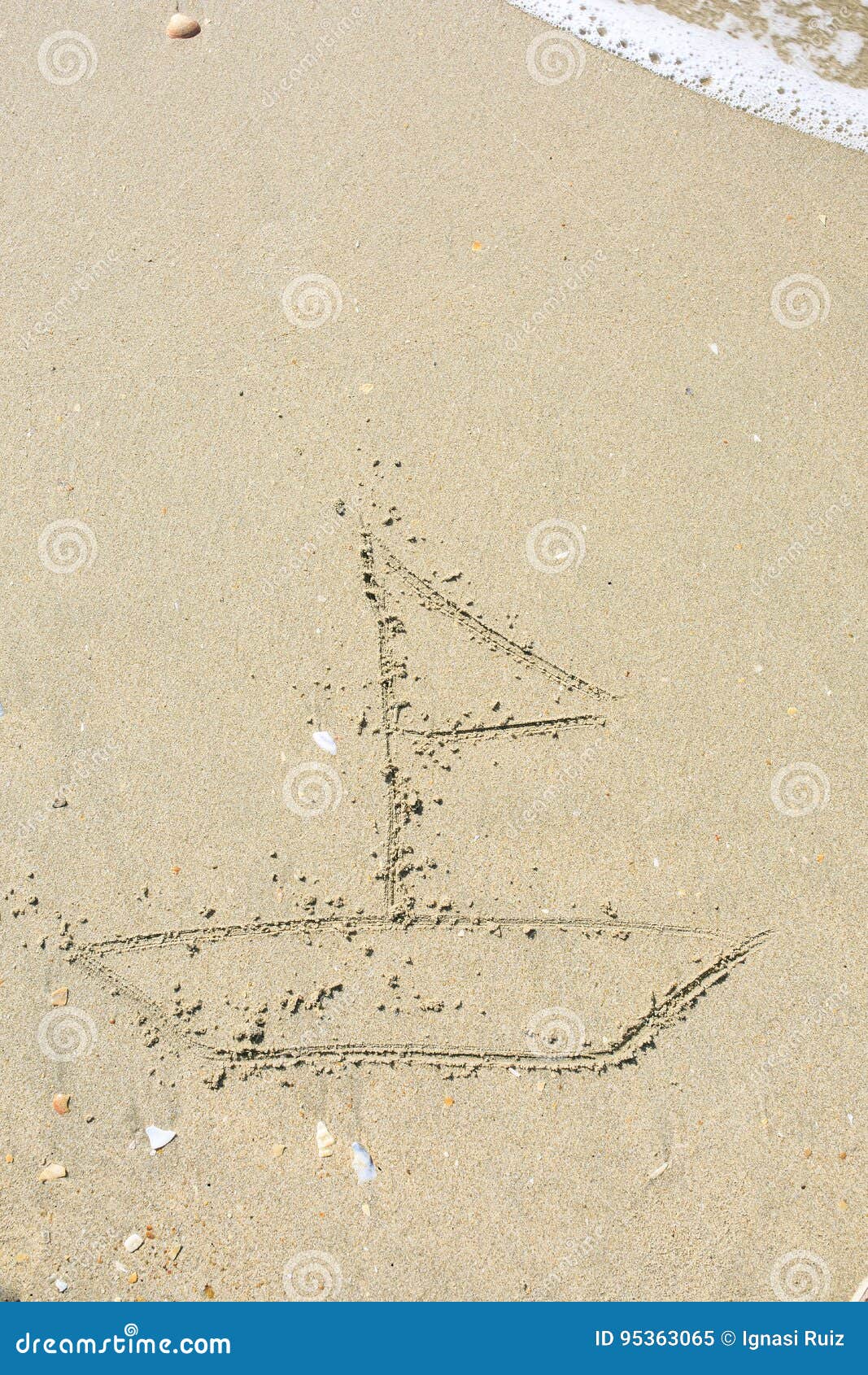 Ship Drawn on the Sand Beach Stock Image - Image of drawing, sandy ...