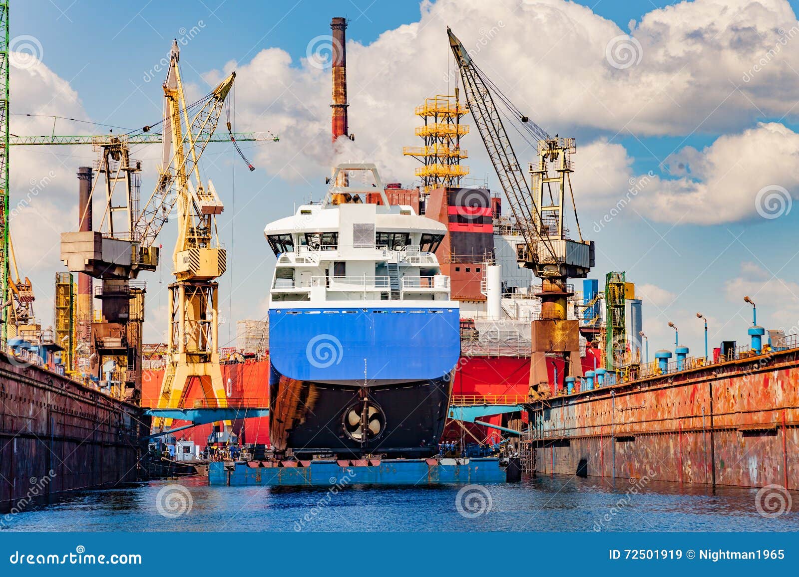 Ship in dry dock stock image. Image of harbor, power - 72501919