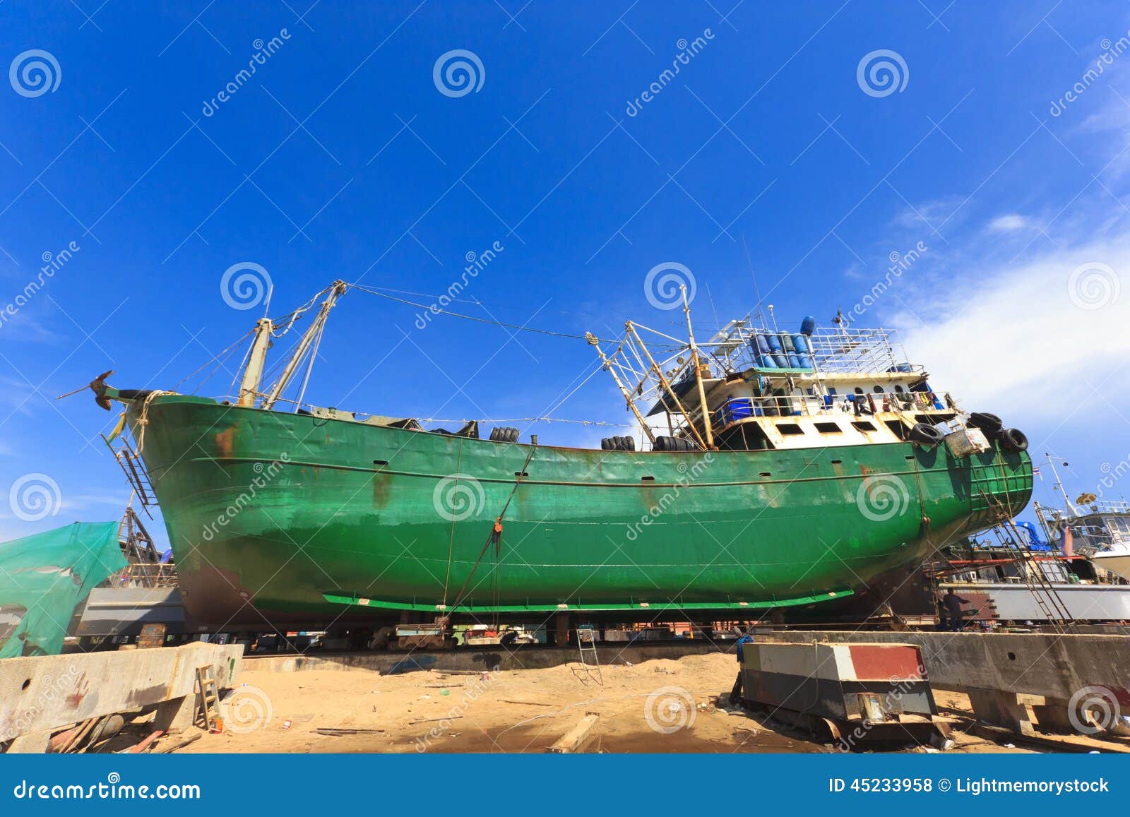Ship in Dry Dock during the Overhaul. Stock Photo - Image of industry ...