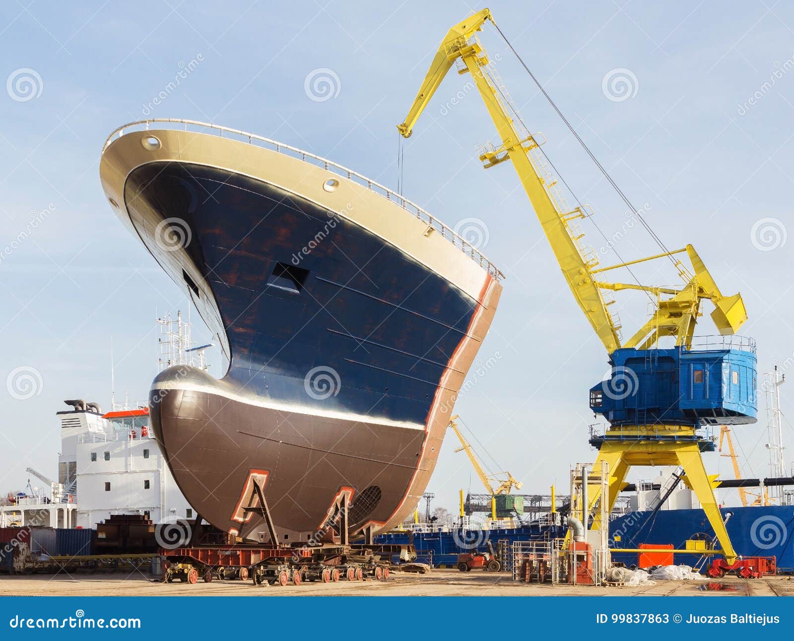 Ship In A Dry Dock In A Shipyard Stock Image - Image of construction ...