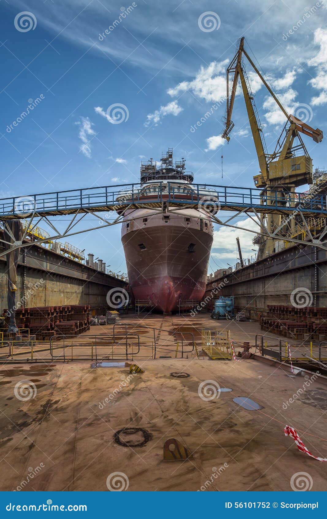 Ship in Dry Dock at the Shipyard Stock Photo - Image of industry ...