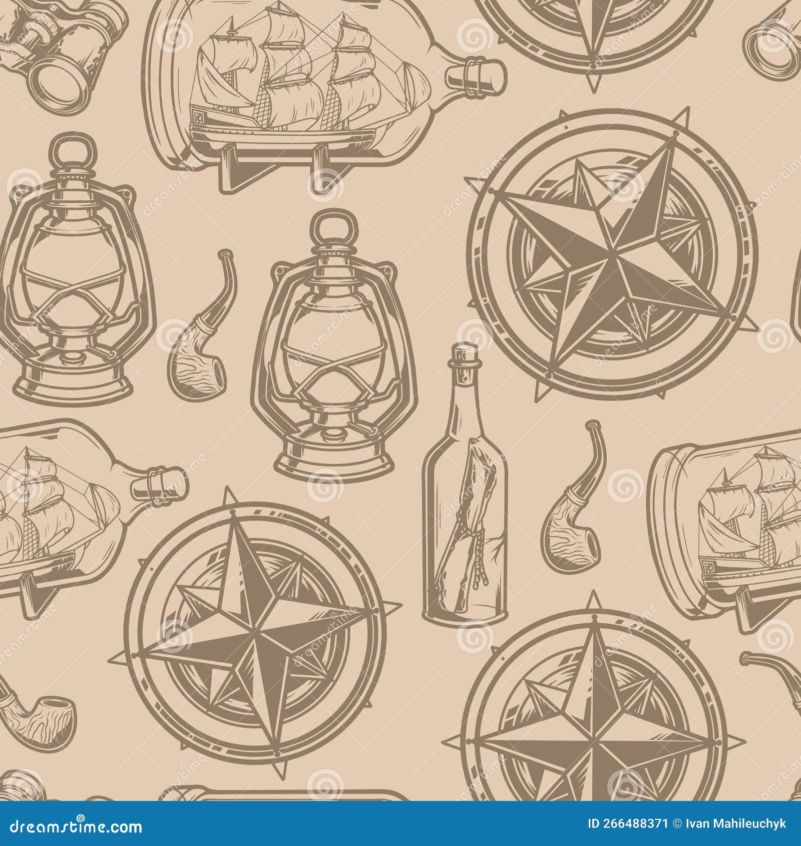 Ship Elements Monochrome Seamless Pattern Stock Vector - Illustration ...