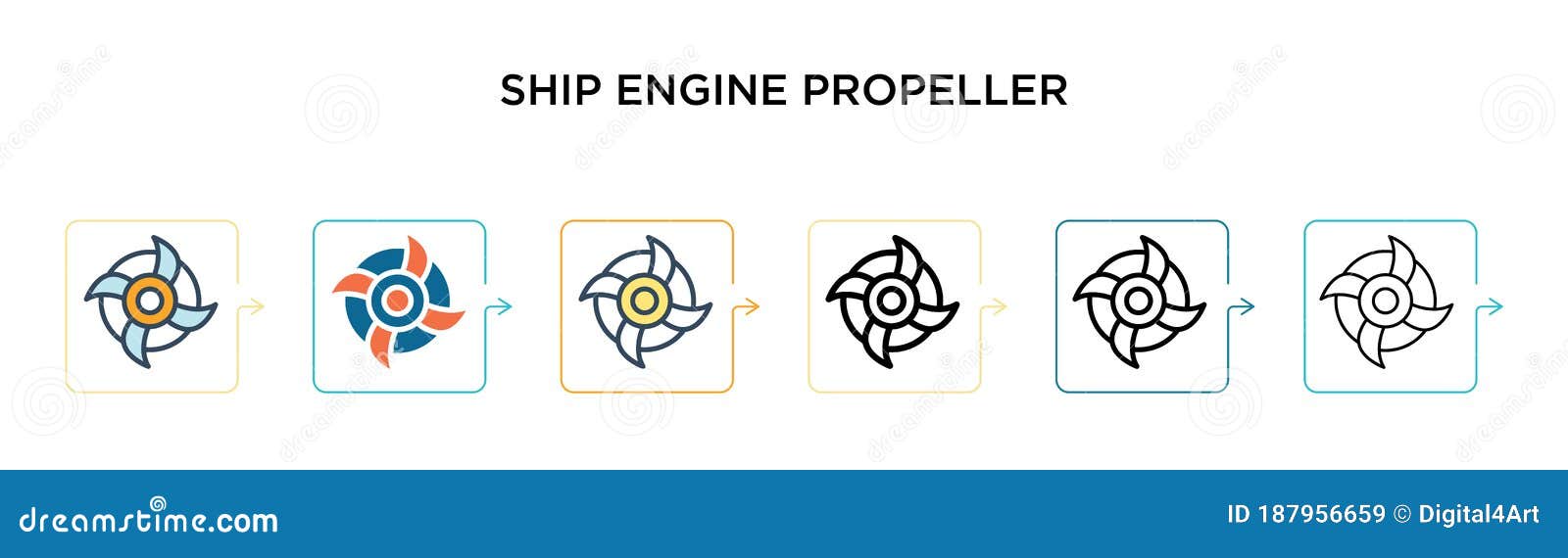 Ship Engine Propeller Vector Icon in 6 Different Modern Styles. Black ...
