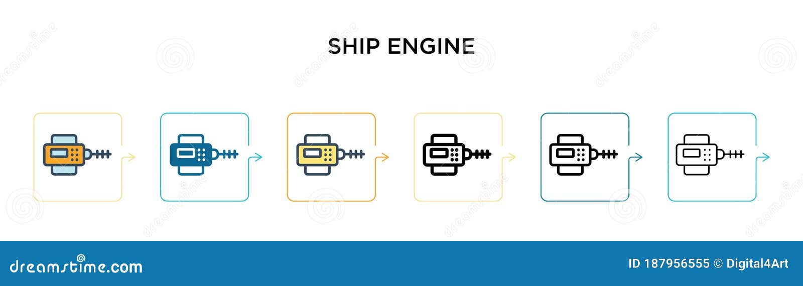Ship Engine Vector Icon in 6 Different Modern Styles. Black, Two ...