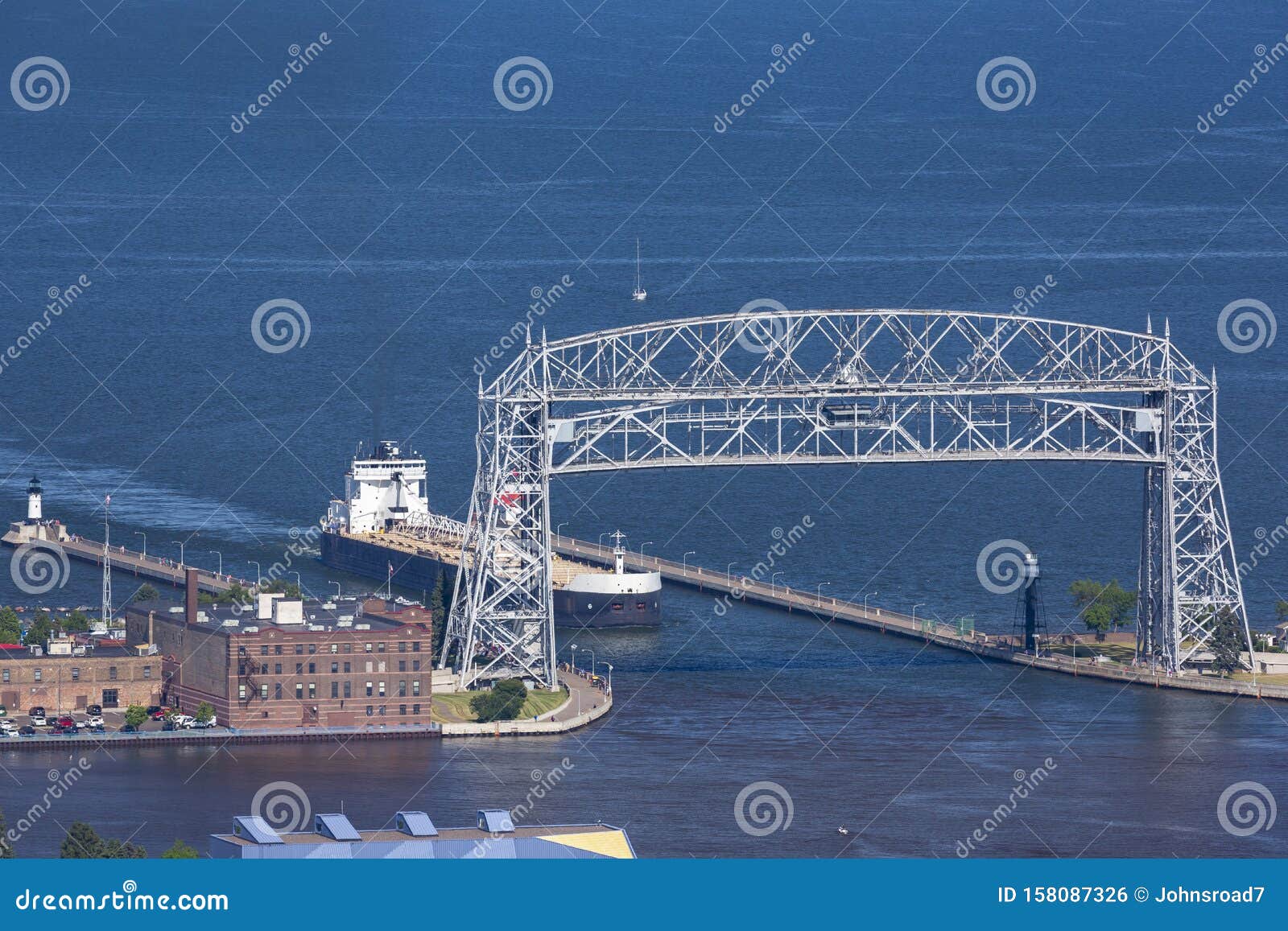 A Ship Entering Duluth Harbor Stock Photo - Image of pier, landscape ...