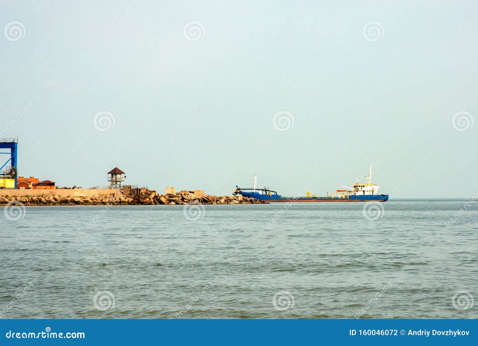 The Ship Enters the Seaport for Loading or Unloading Cargo Stock Photo ...