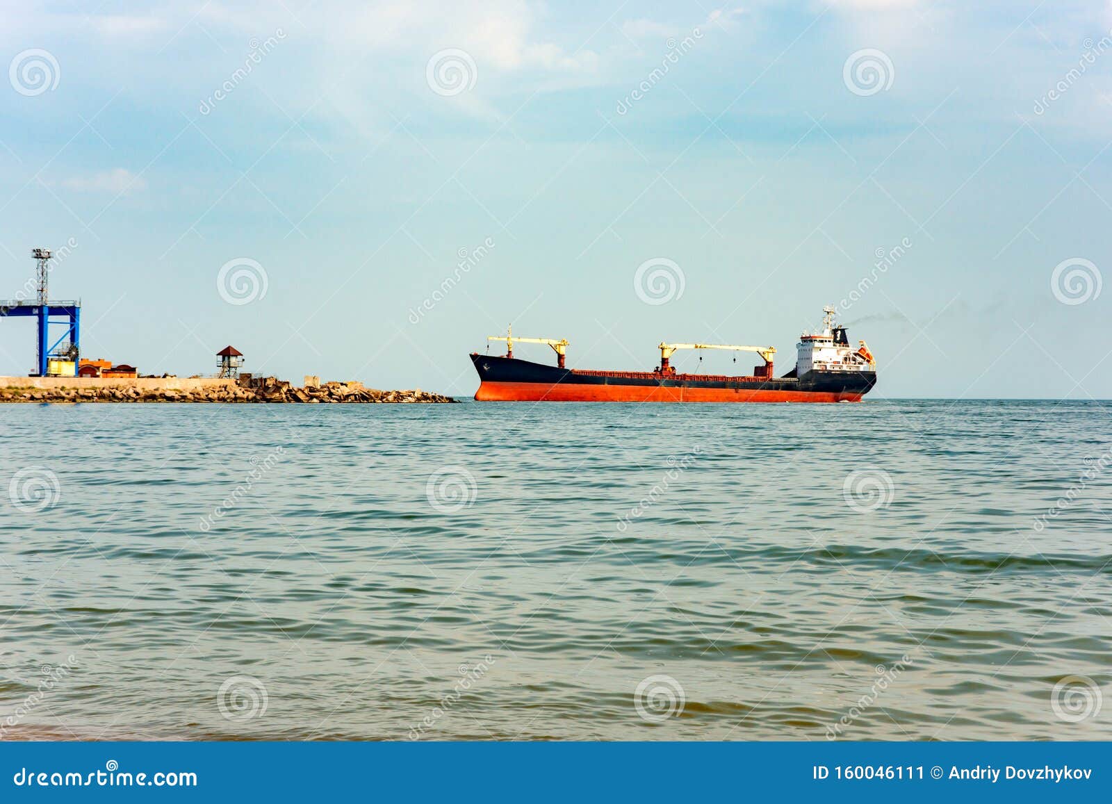 The Ship Enters the Seaport for Loading or Unloading Cargo Stock Image ...