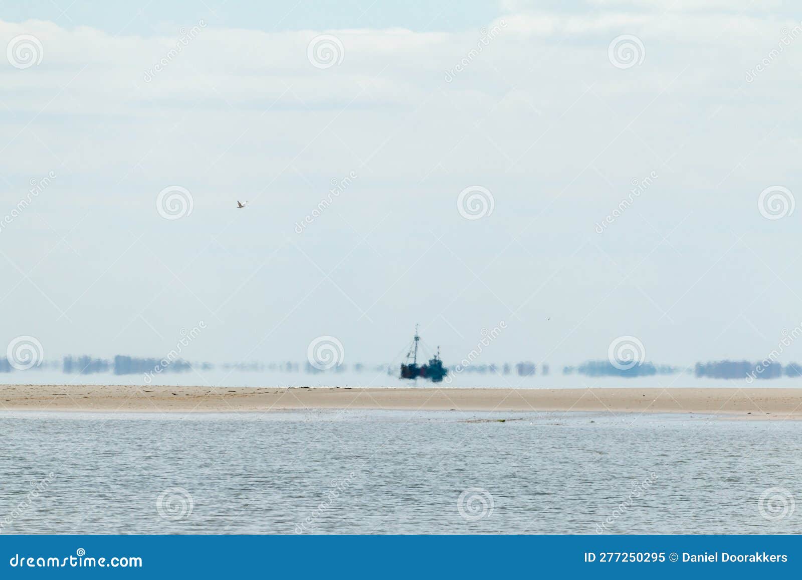 A Ship Far a Way from the the Beach Stock Image - Image of europe ...