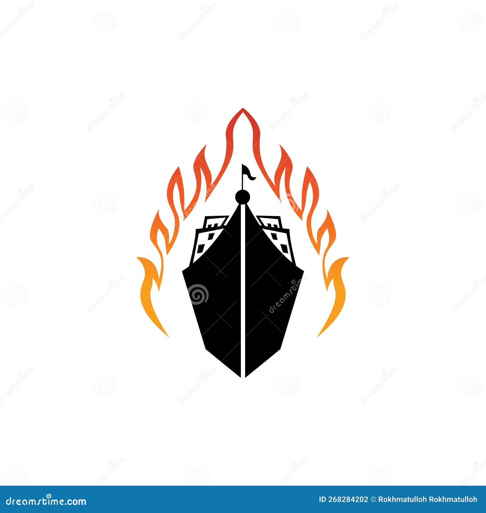 Ship and Fire Logo Design Vector Illustration Stock Vector ...