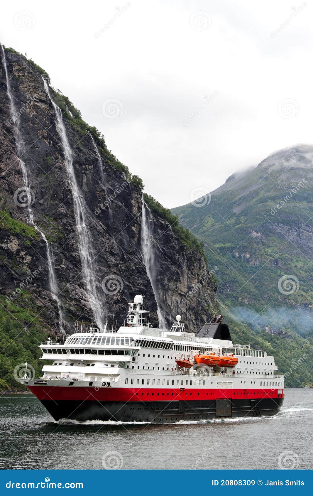 Ship in fjord. stock image. Image of scenery, navigate - 20808309