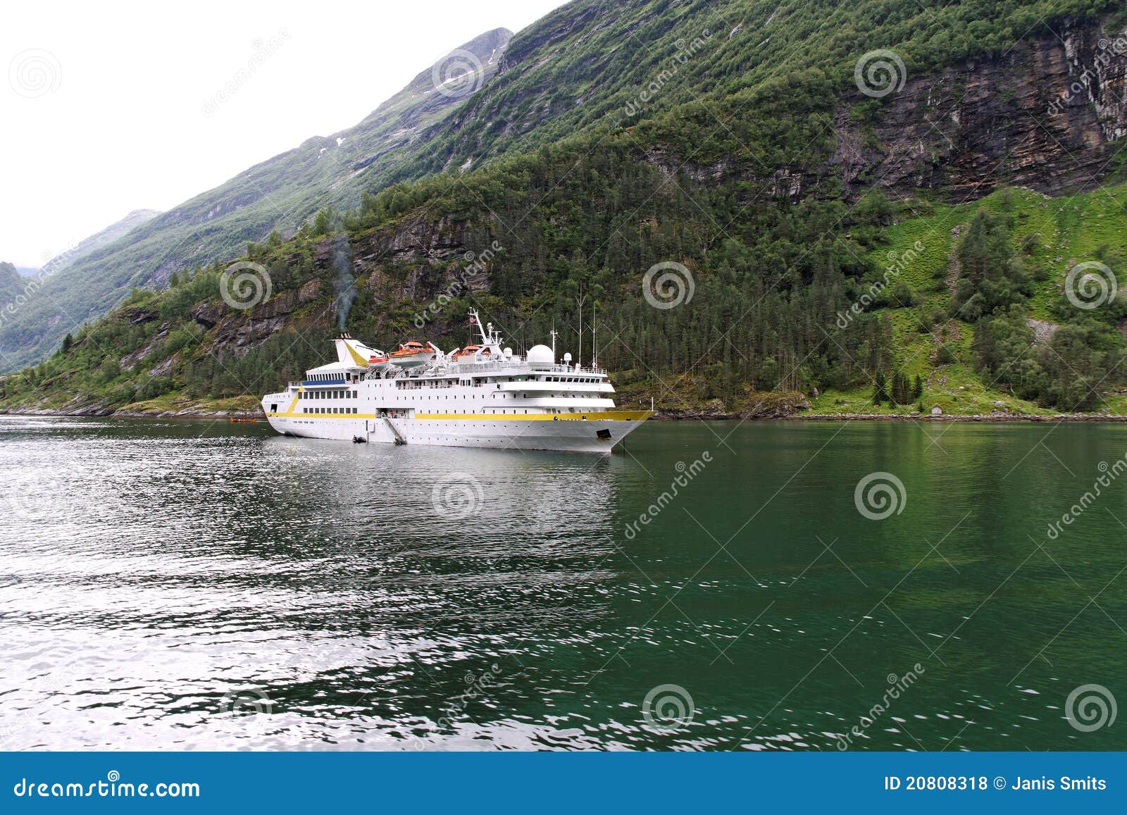 Ship in fjord. stock photo. Image of marine, norway, cruise - 20808318