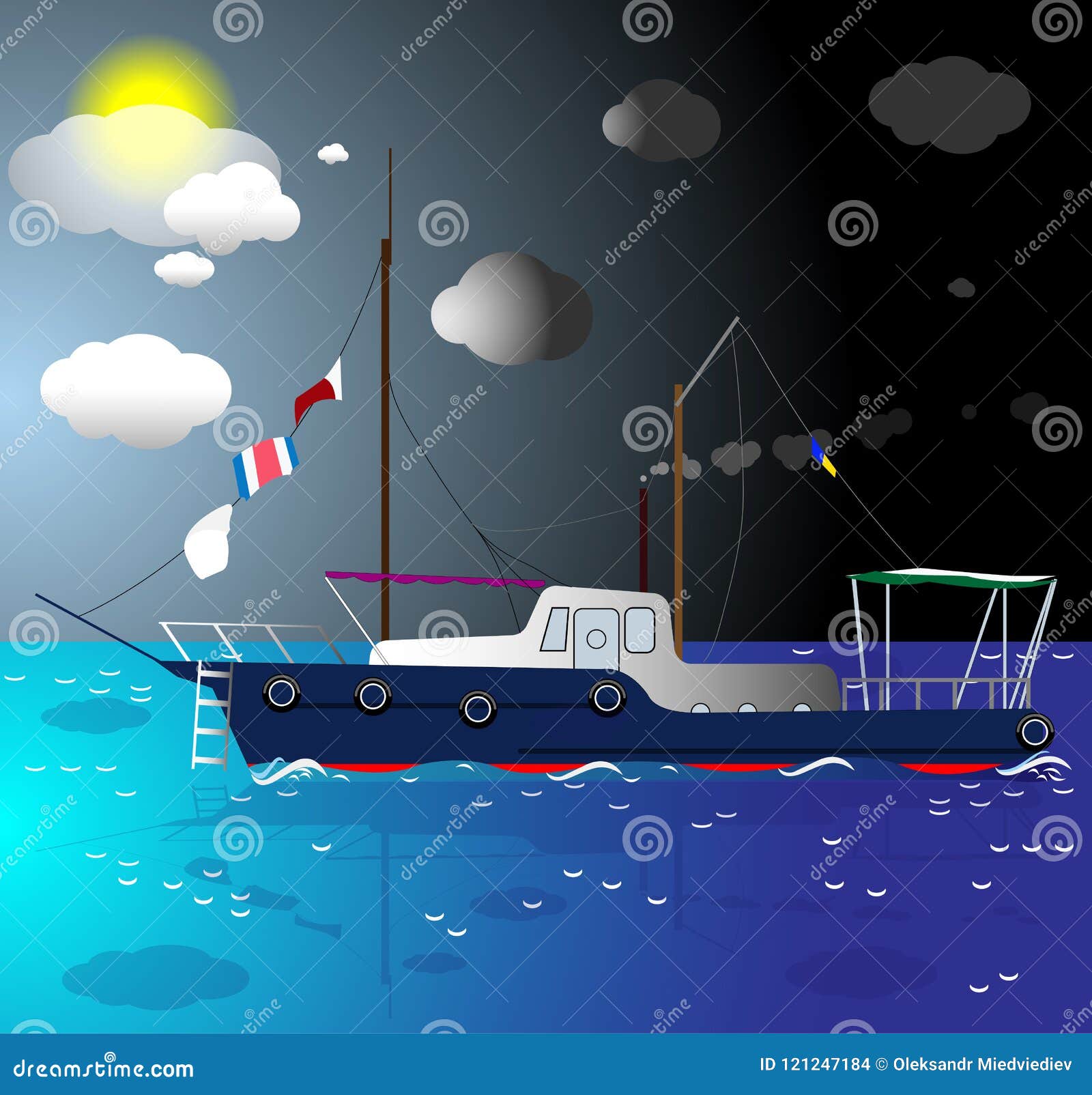 Ship floating on the sea stock vector. Illustration of adventure ...