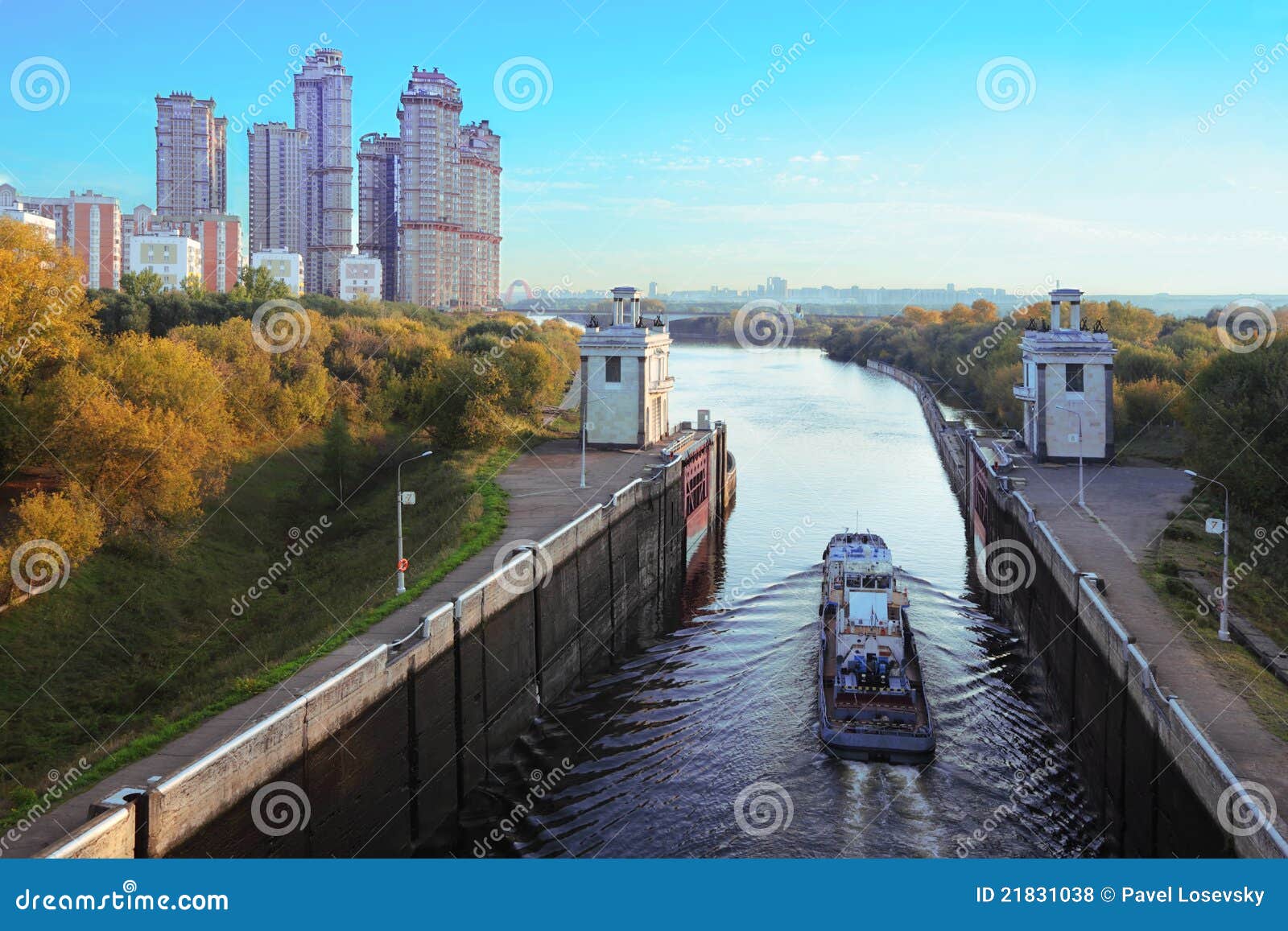 Ship Floats through Gate of Sluice Number 8 Stock Photo - Image of ...