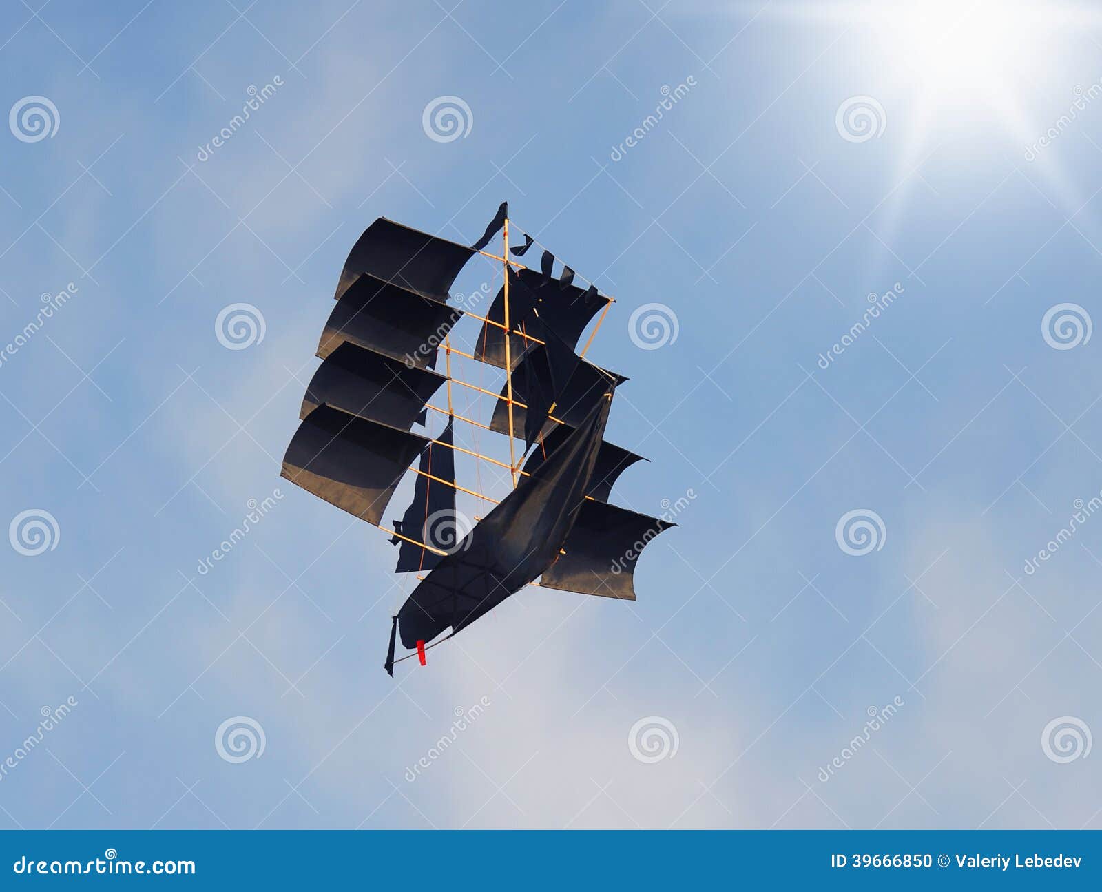 Ship flying in the sky stock photo. Image of mercenary - 39666850