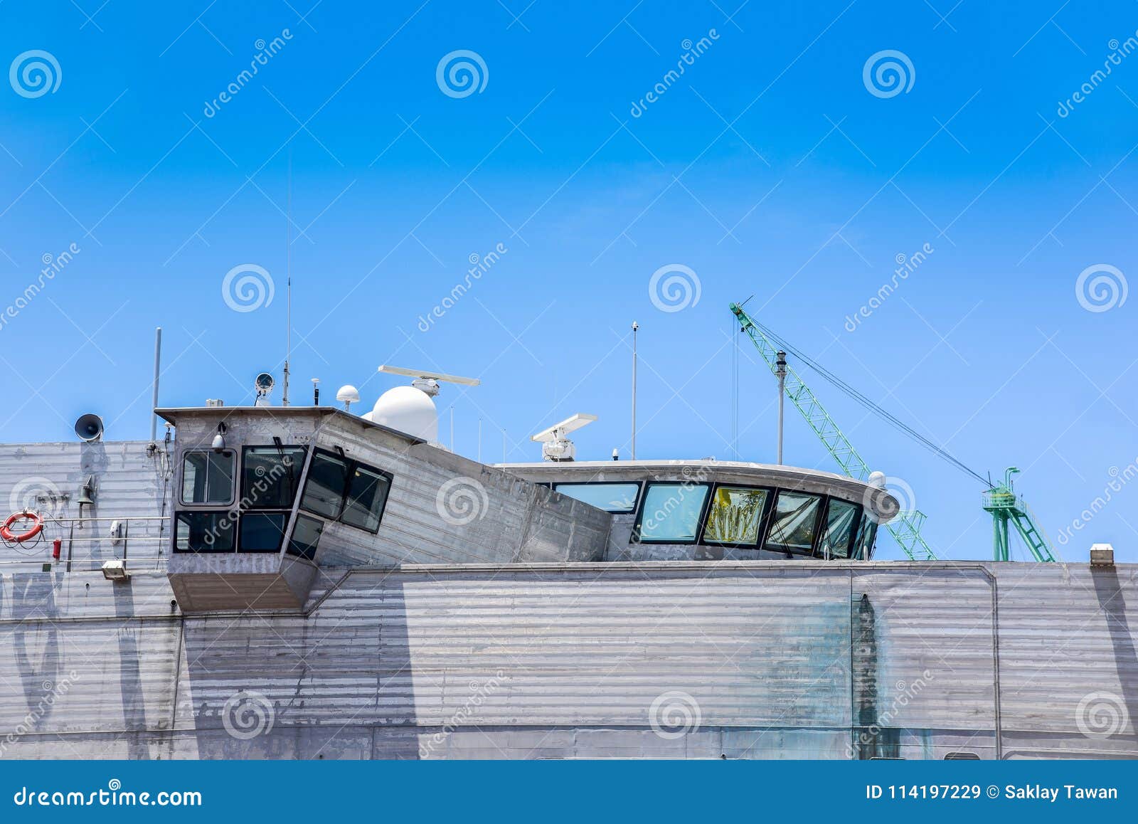 Ship Forward and Navigation Bridge Deck Stock Image - Image of bridges ...