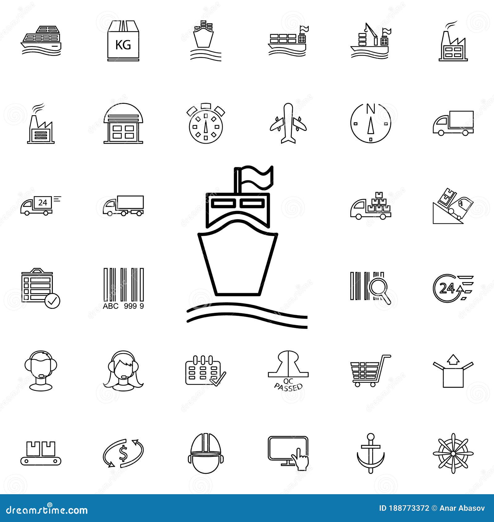 Ship in Front Icon. Universal Set of Cargo Logistic for Website Design ...