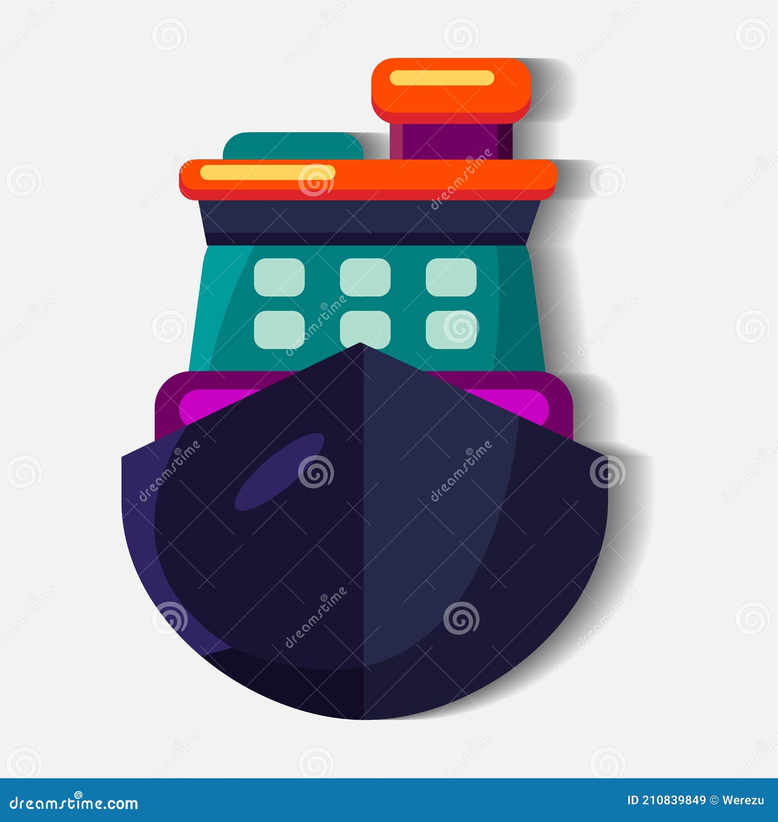 Ship Front View Vector Illustration in Flat Style Stock Vector ...