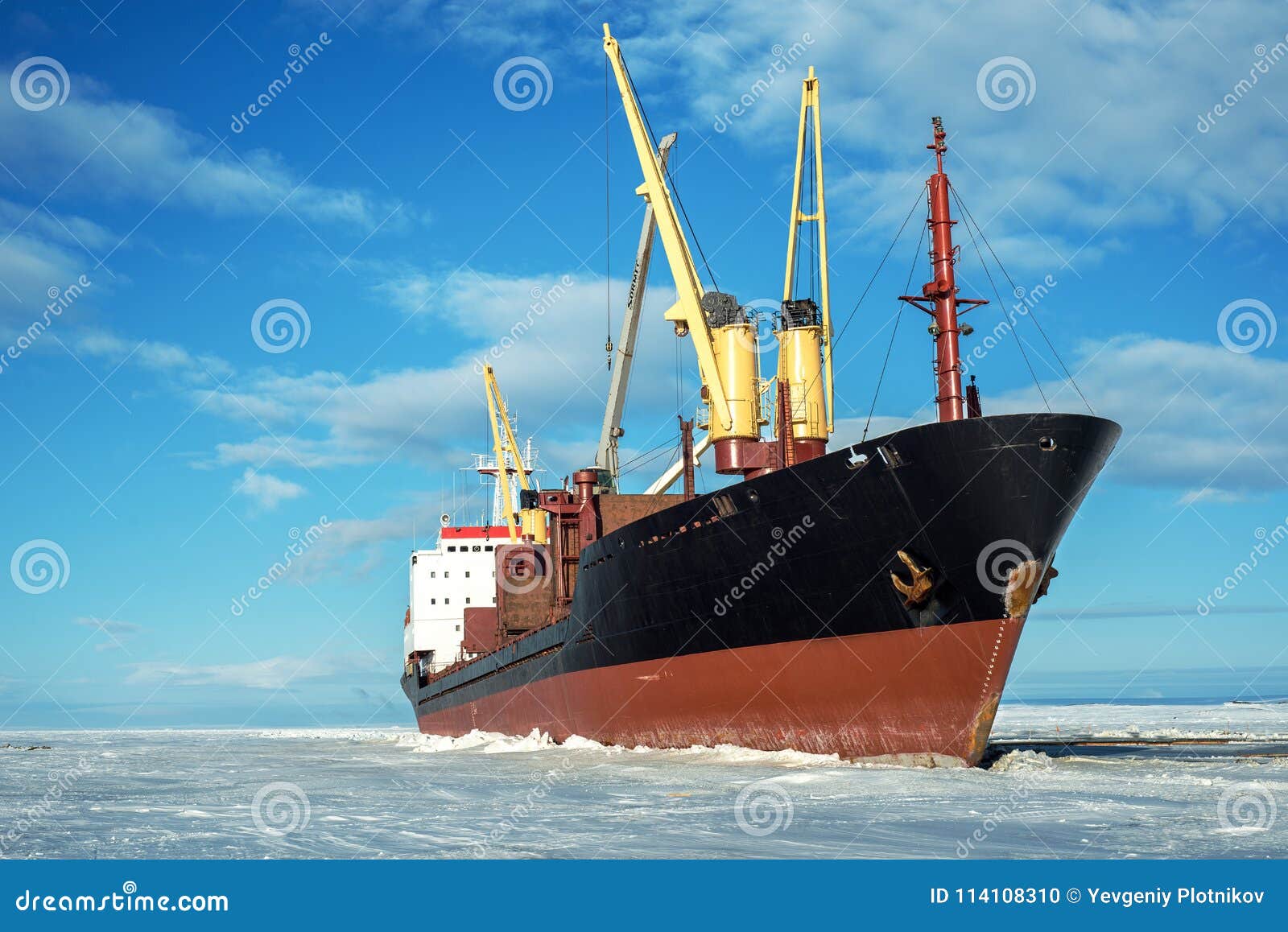 A ship frozen in the ice. stock photo. Image of frost - 114108310