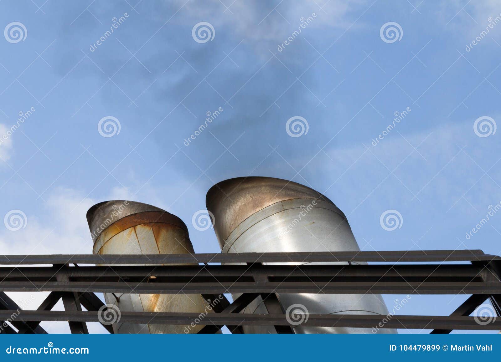 Ship funnel with smoke stock image. Image of ship, pollution - 104479899