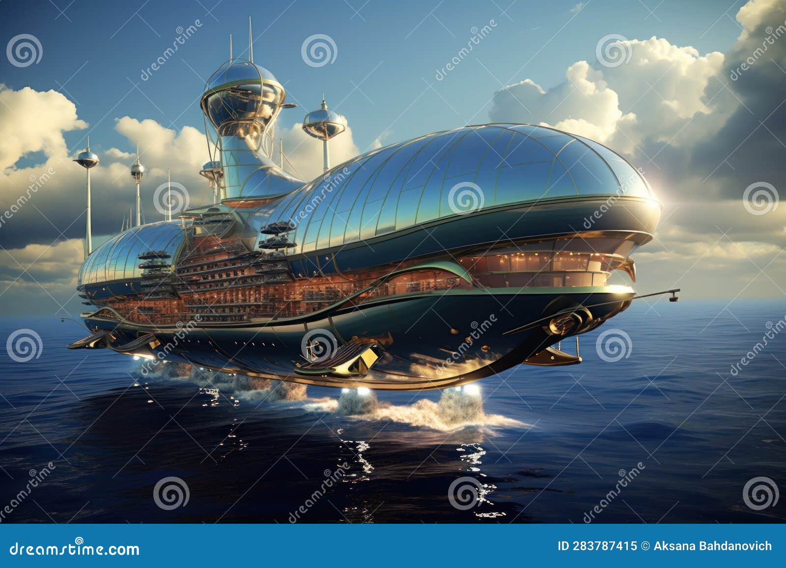 Ship of the Future Futuristic Made of Modern Rounded Material Stock ...