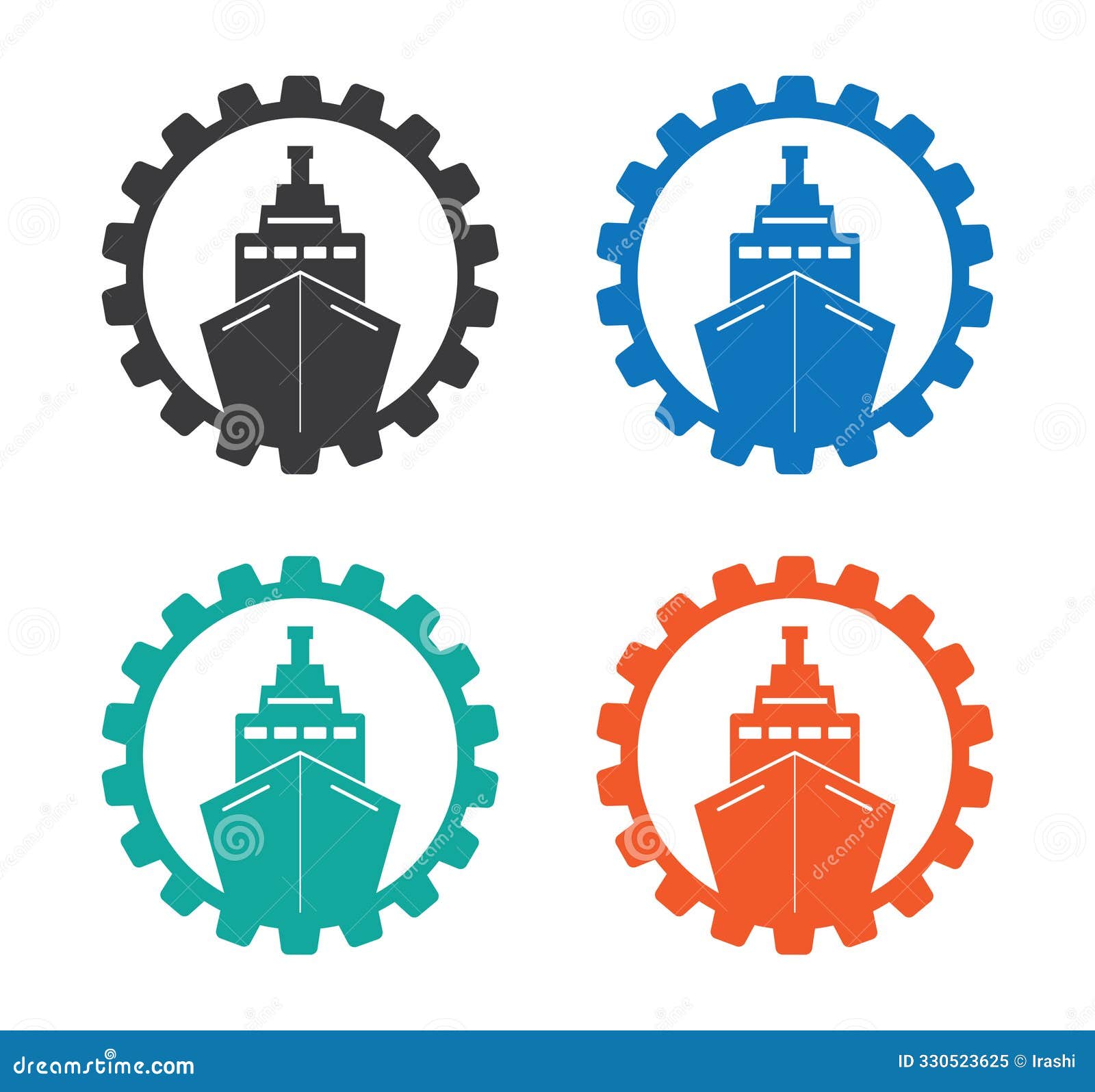 Ship in gear cog wheel stock vector. Illustration of icon - 330523625