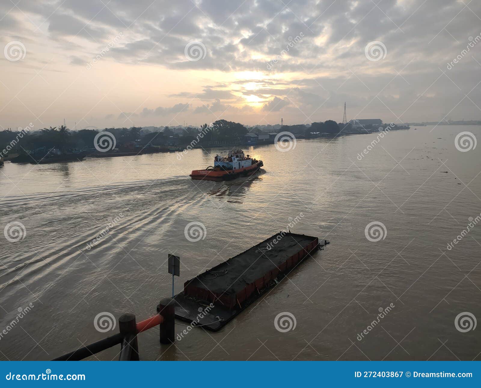 Ship Going Water From Dock Tanker Sunset Commercial Ship Containers ...
