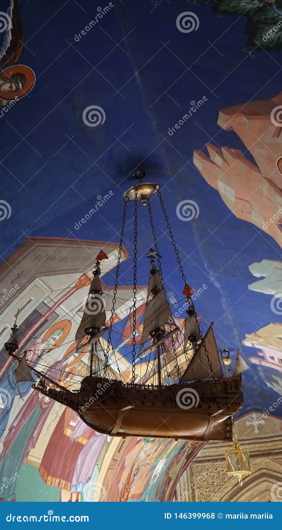 The Ship Hangs On Four Steel Pillars In A Shipyard Editorial Photo ...