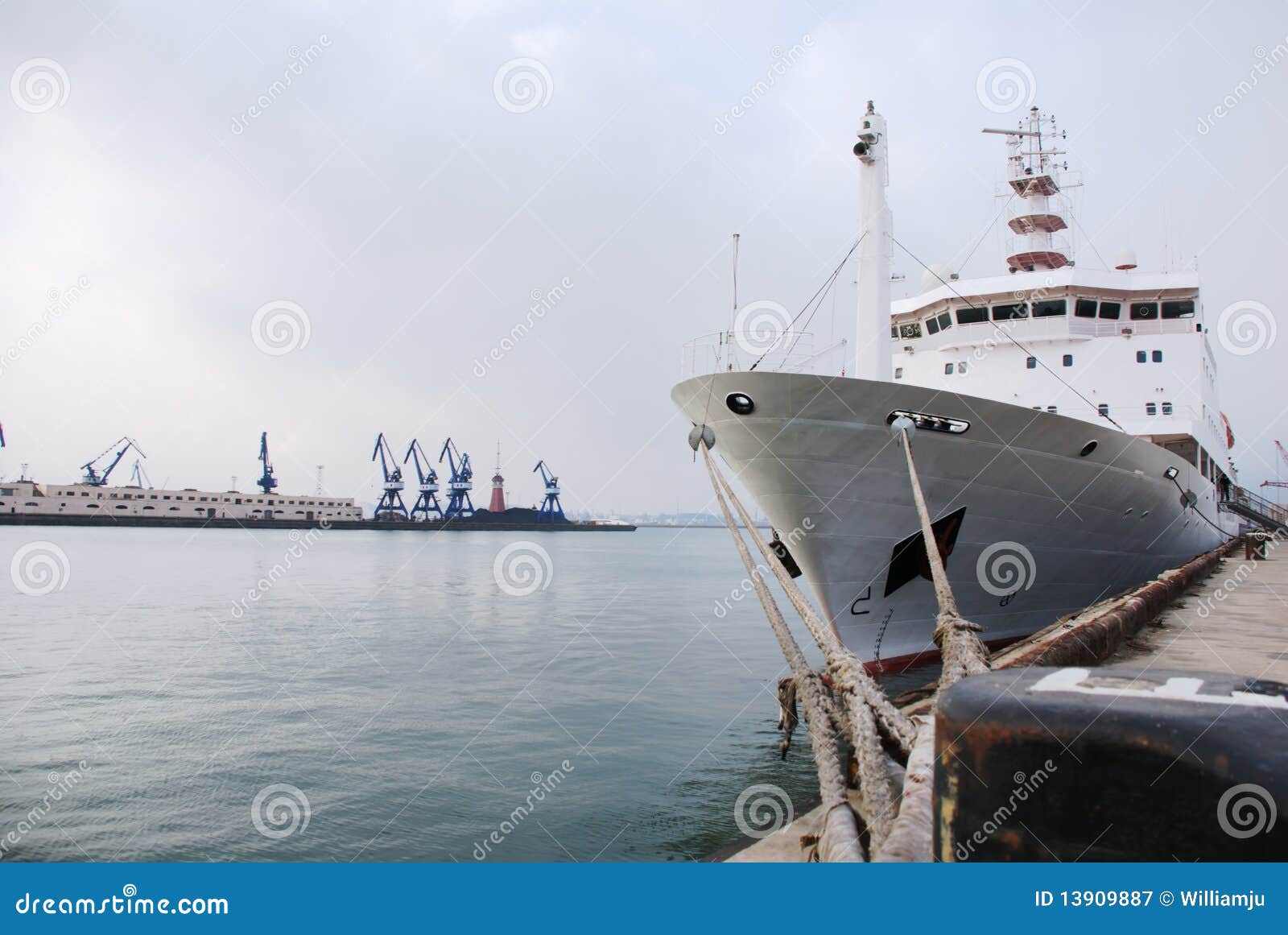 Ship in harbor stock image. Image of ship, dock, crane - 13909887