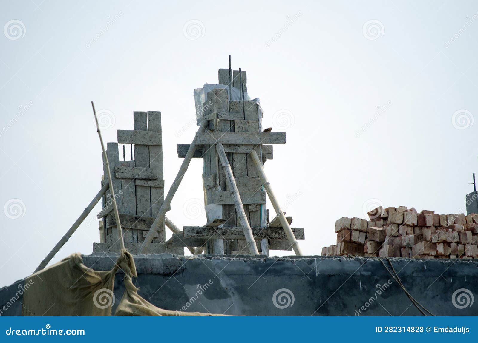 Building Under Construction with Scaffolding Isolated Sky Background ...