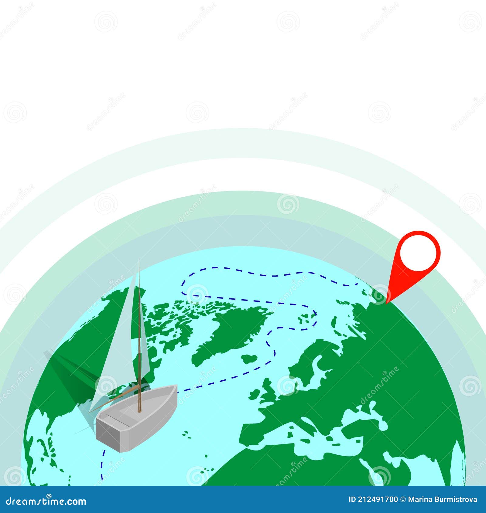 The Ship is Heading for Destination Point. World Map Stock Vector ...