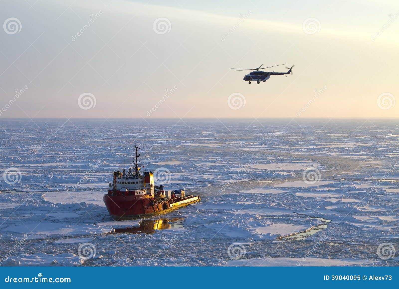 Ship and Helicopter in the Arctic Editorial Image - Image of change ...