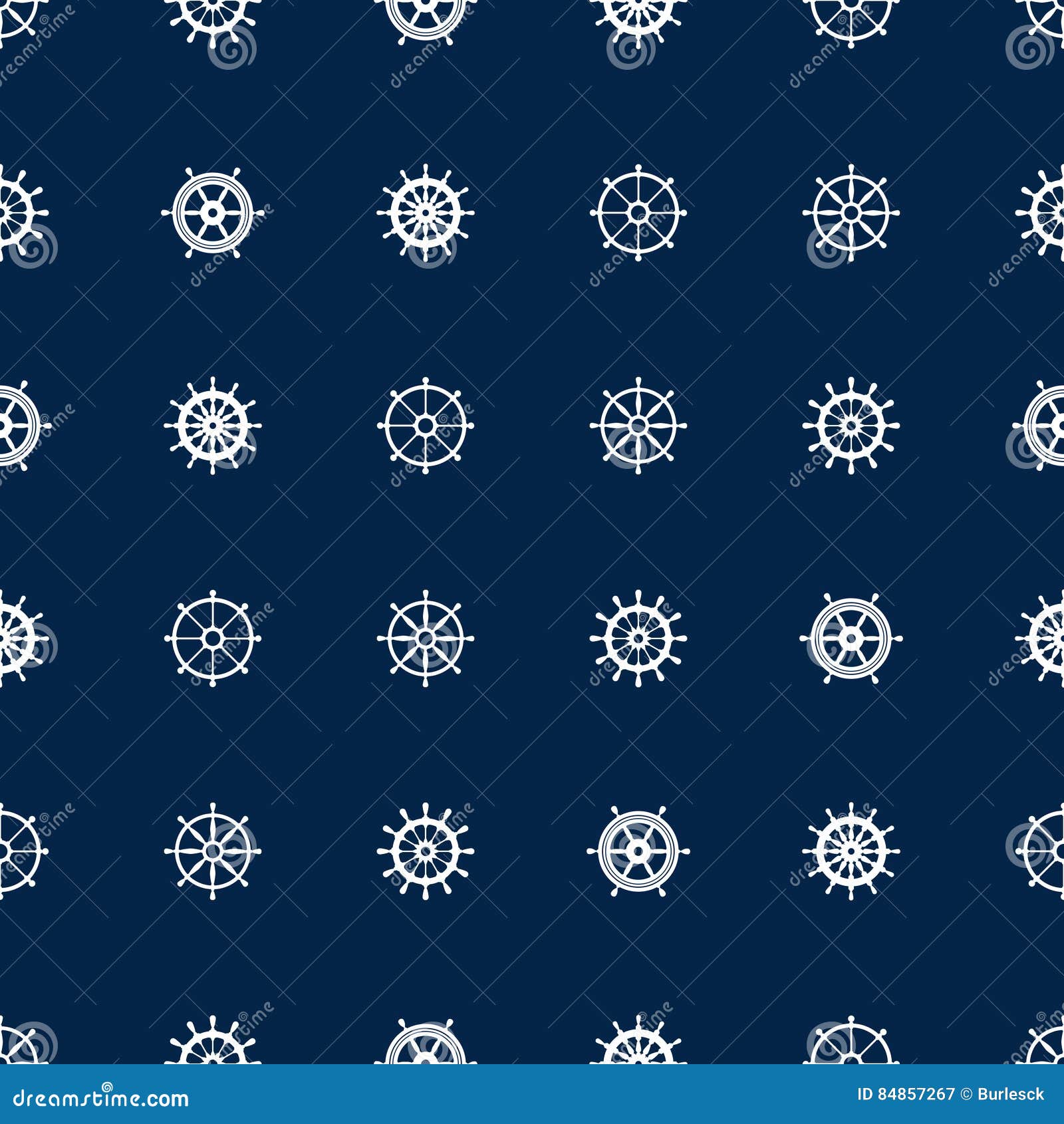 Ship Helm Seamless Pattern. Vector Yacht Boat Navigation Blue Texture ...