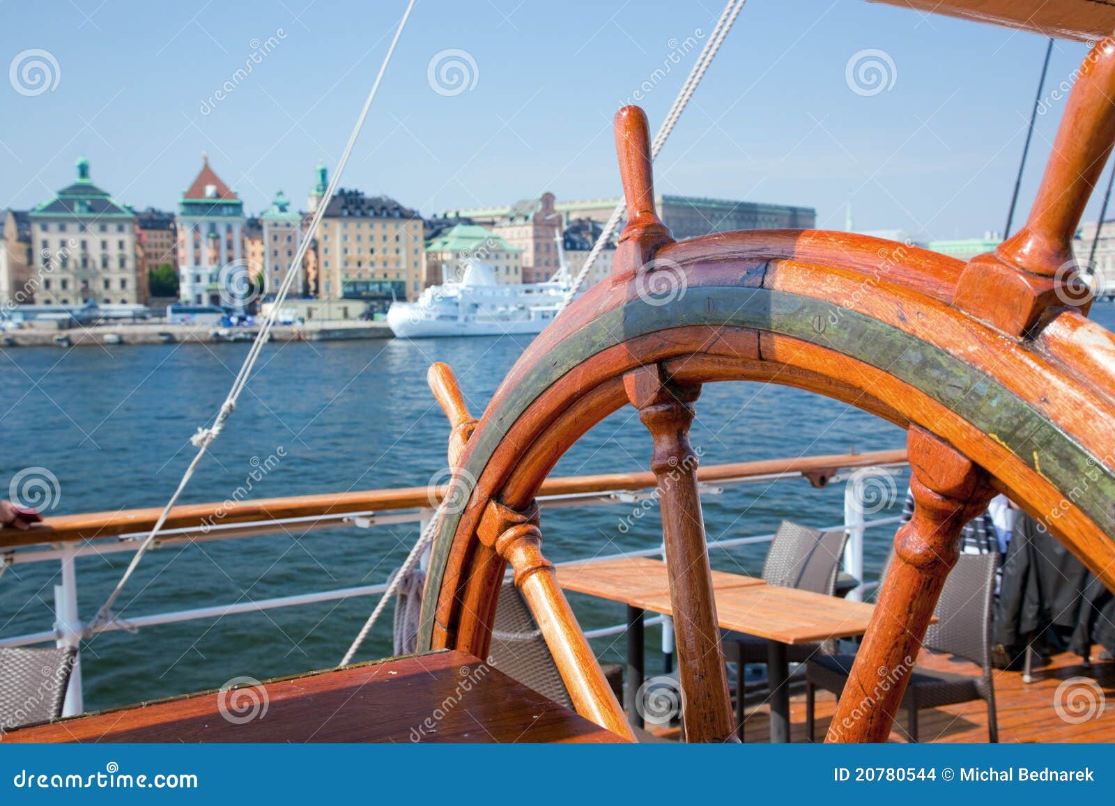 Ship Helm and a View on Stockholm, Sweden Stock Photo - Image of travel ...