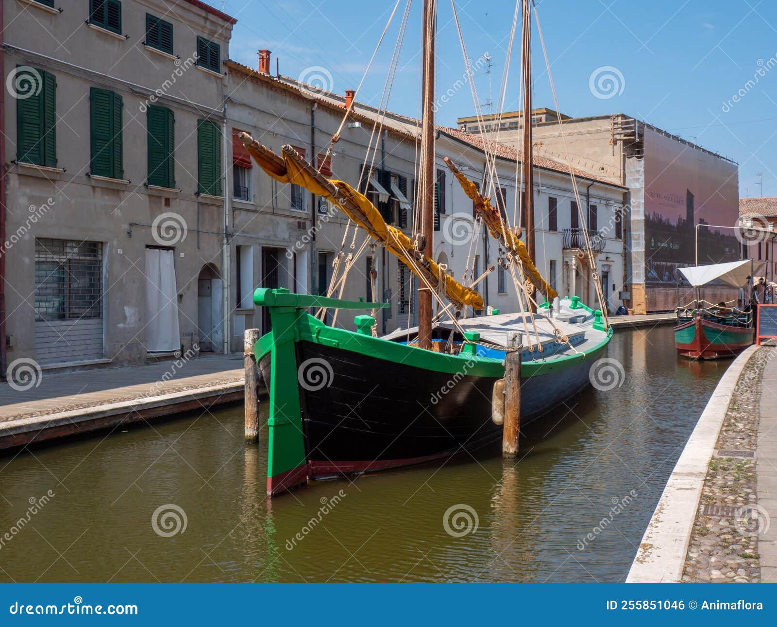 Ship in the Historic Center of Comacchio Stock Photo - Image of europe ...