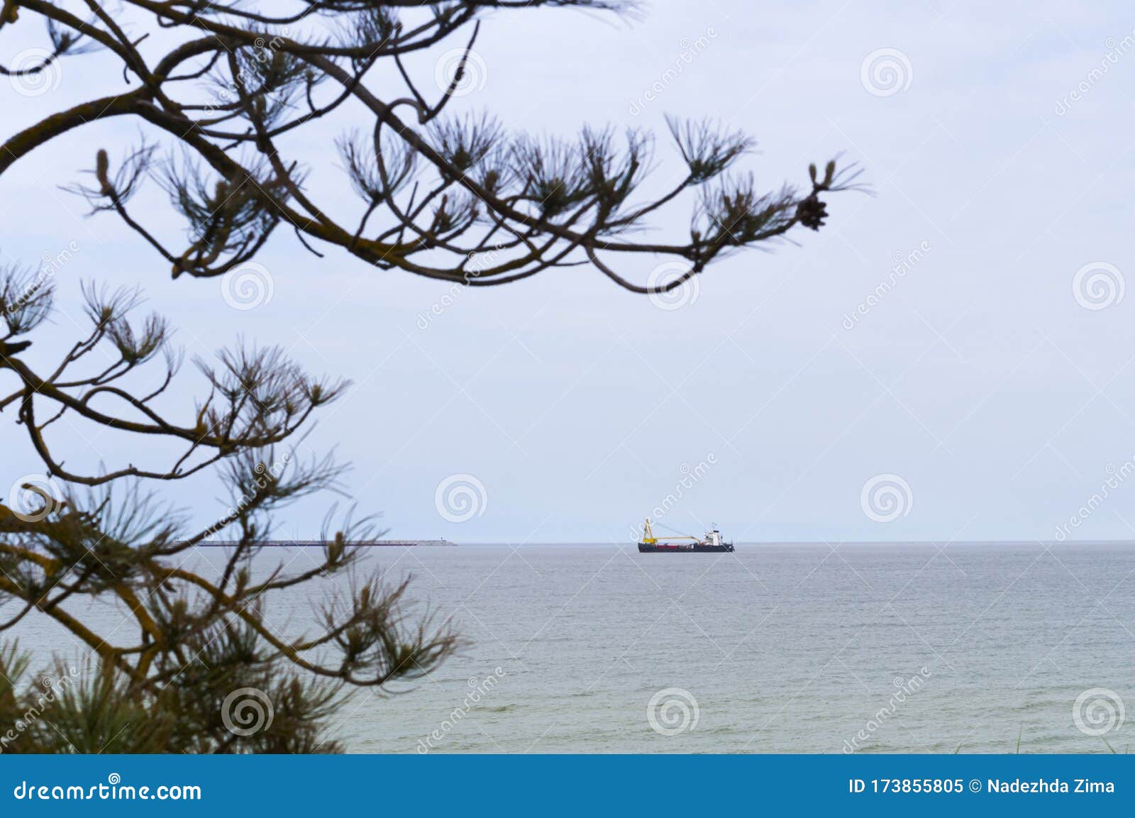 A Ship on the Horizon in the Distance, a Ship on the Horizon Stock ...