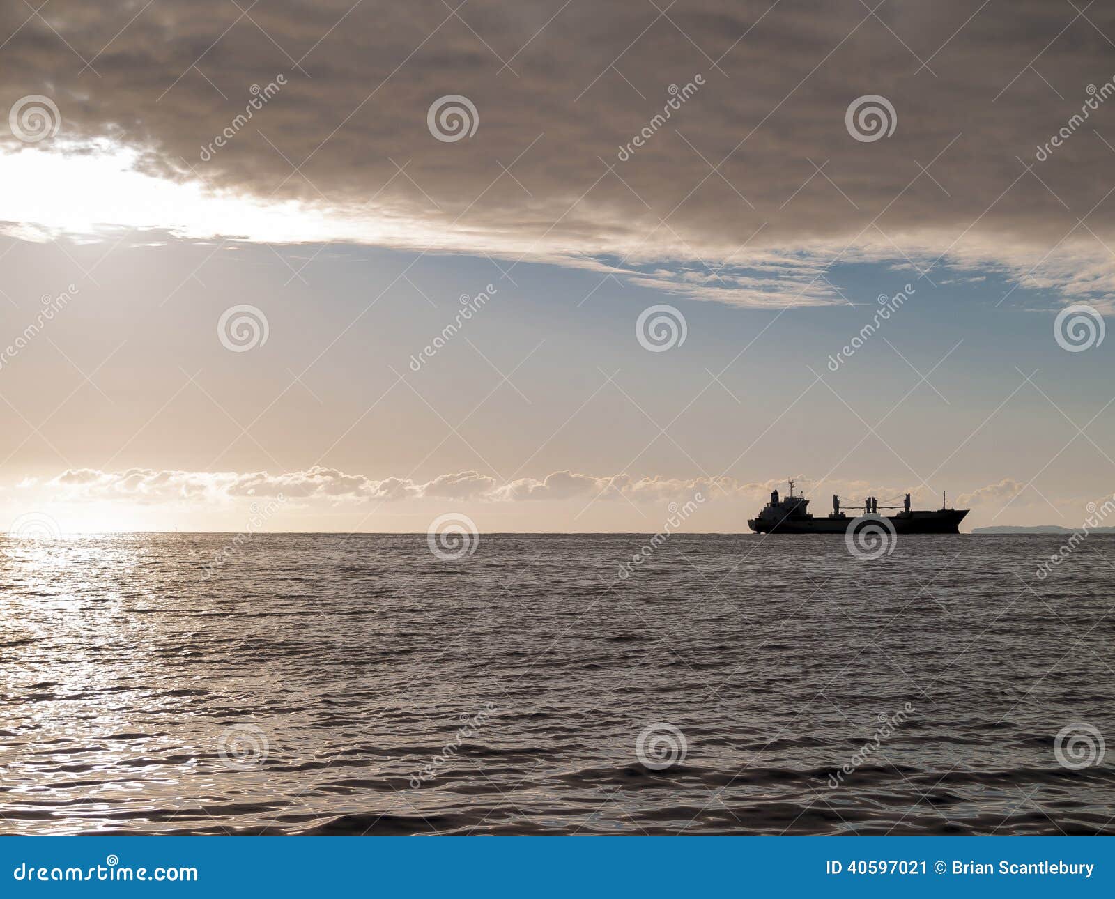 Ship on horizon. stock image. Image of grey, oceanic - 40597021