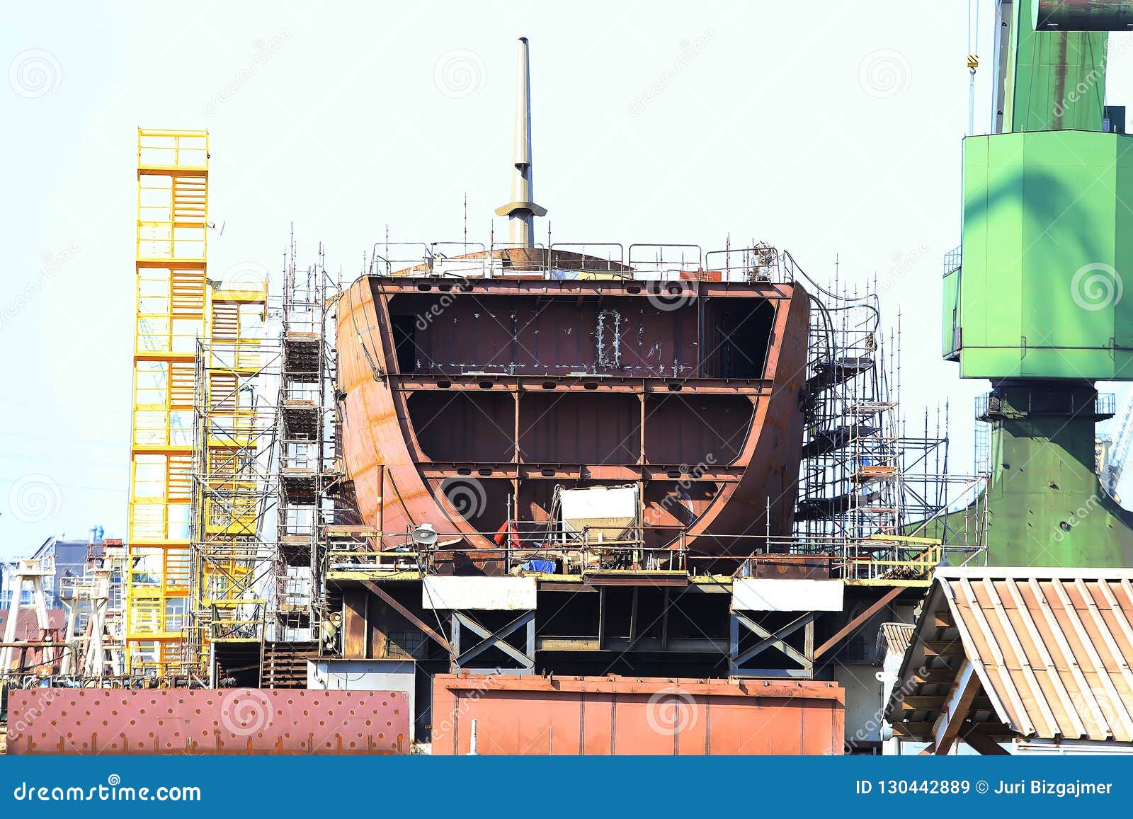 Ship Hull Under Construction at Shipyard Stock Image - Image of hull ...