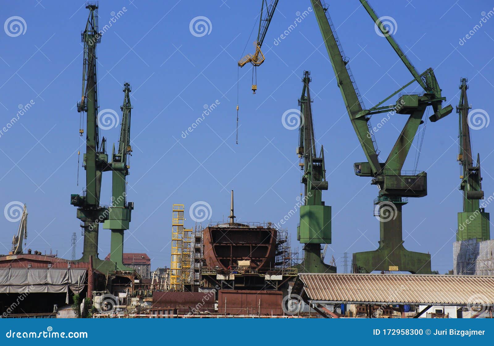 Ship Hull Under Construction at Shipyard Stock Photo - Image of repair ...