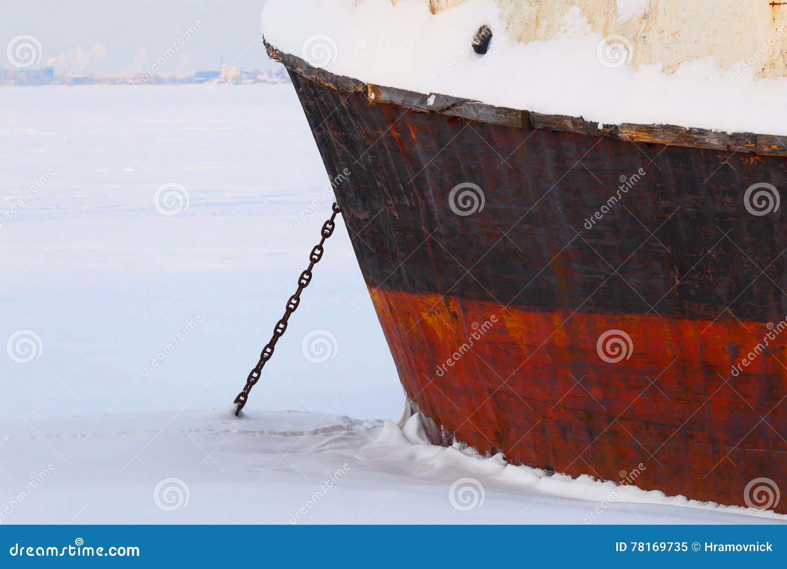 The Ship in Ice. Winter Navigation. Cold Winter. Stock Image - Image of ...