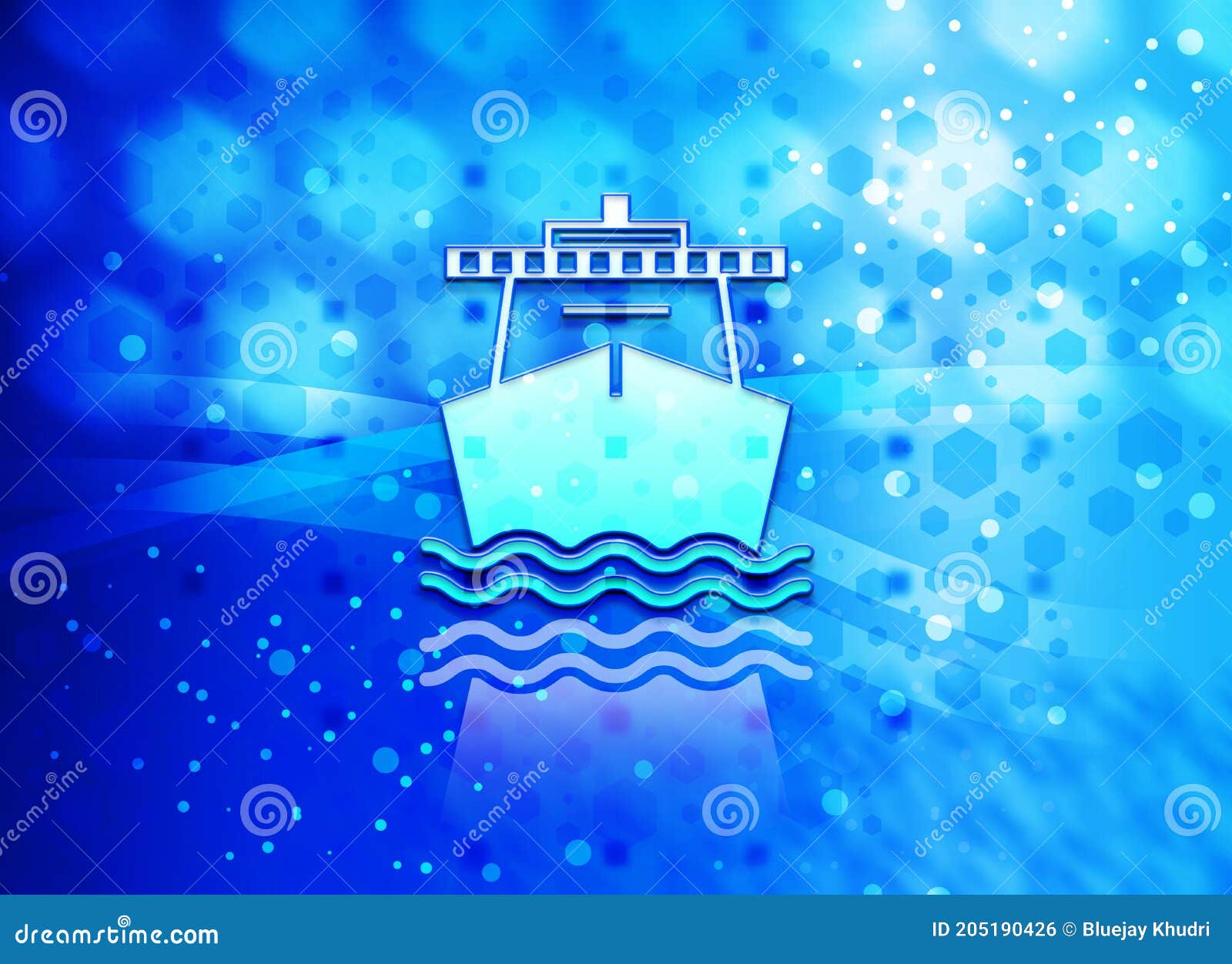 Ship Icon Abstract Light Cyan Blue Hexagon Pattern Background Stock ...