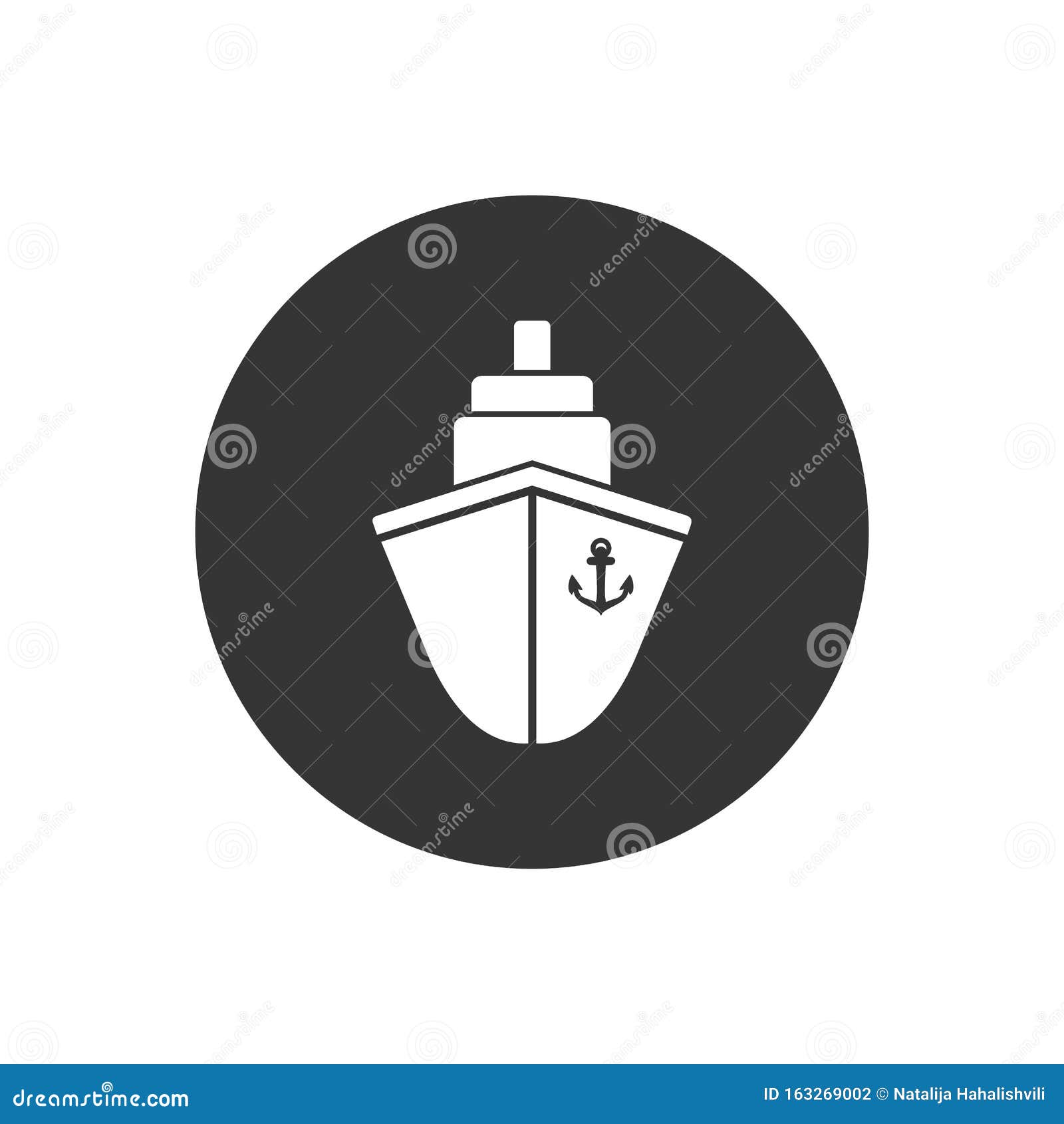Ship Icon Flat. Black Pictogram on Grey Background Stock Vector ...